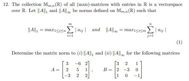 Solved 12 The Collection Mmnr Of All Mxn Matrices With 