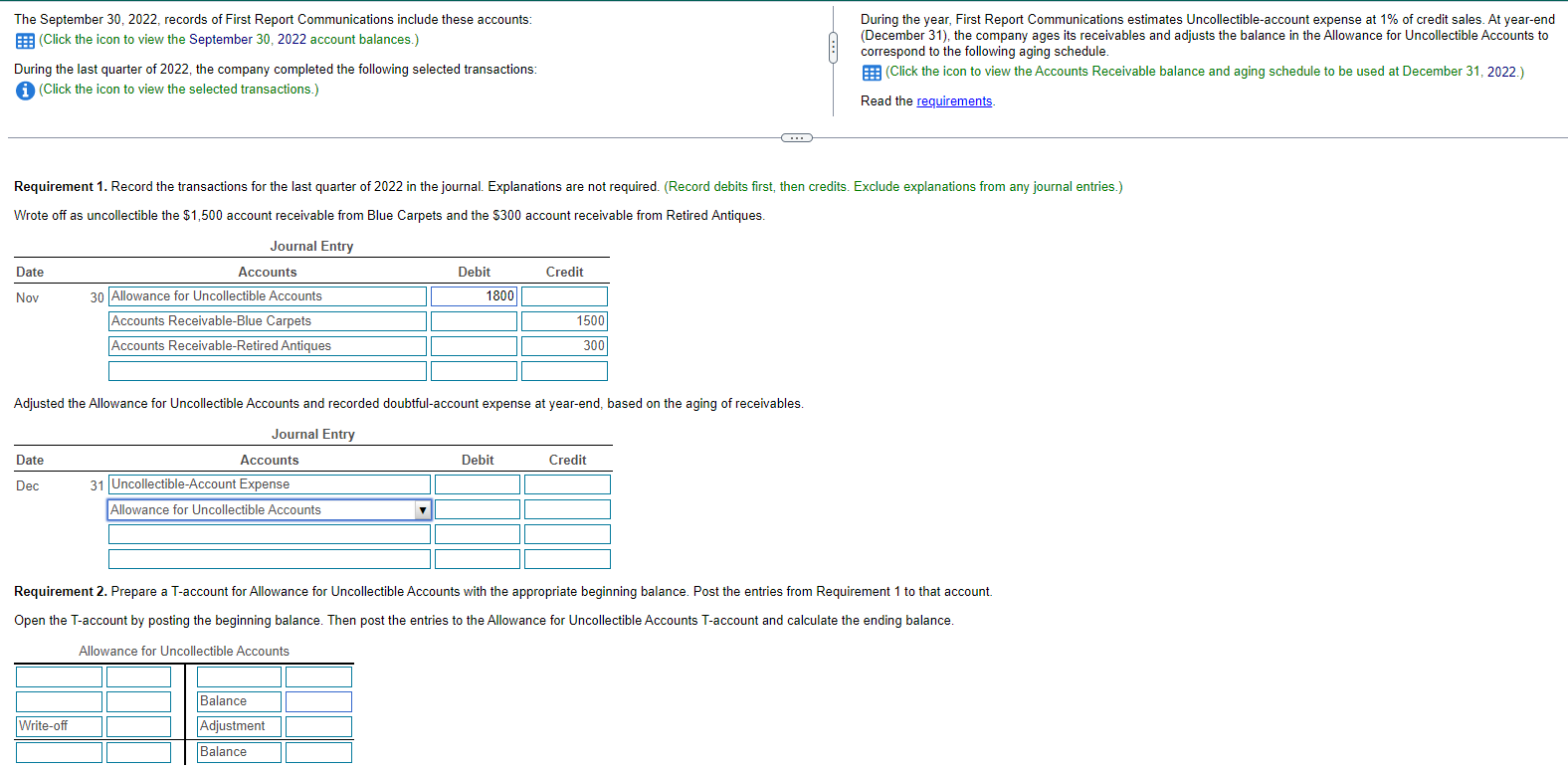 Solved Data table \begin{tabular}{lrr} At September 30, | Chegg.com