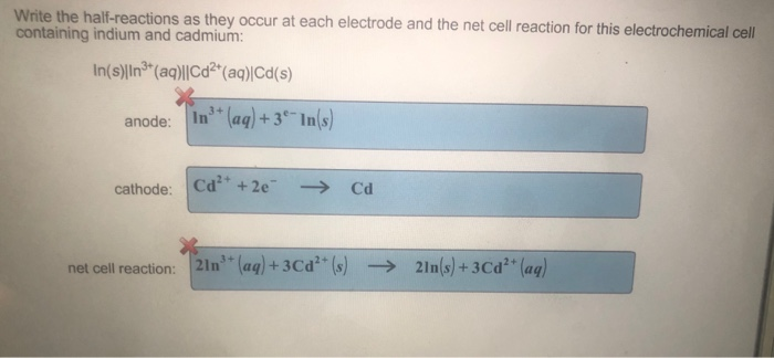 Solved Write the half-reactions as they occur at each | Chegg.com
