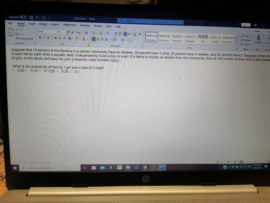 Solved Document - Word search AutoSave on 9 File Home Insert | Chegg.com