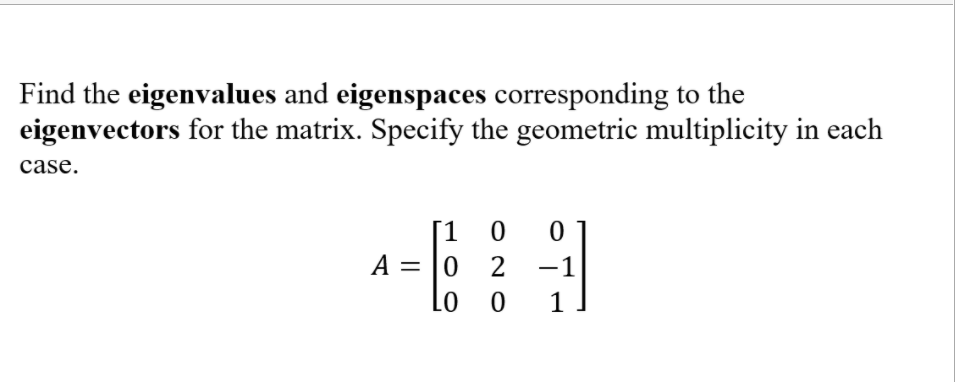 Solved Find the eigenvalues and eigenspaces corresponding to | Chegg.com