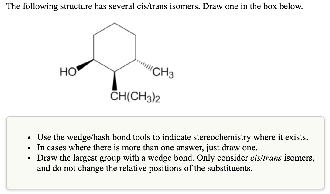 Solved The following structure has several cis/trans | Chegg.com