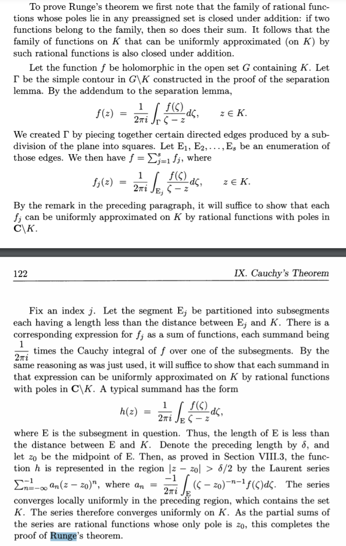 Solved To prove Runge's theorem we first note that the | Chegg.com