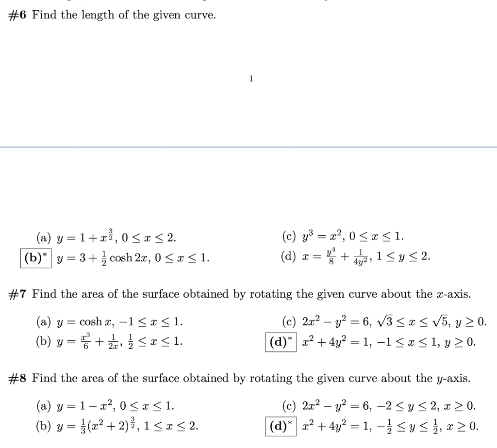 Solved \#6 Find the length of the given curve. 1 (a) | Chegg.com