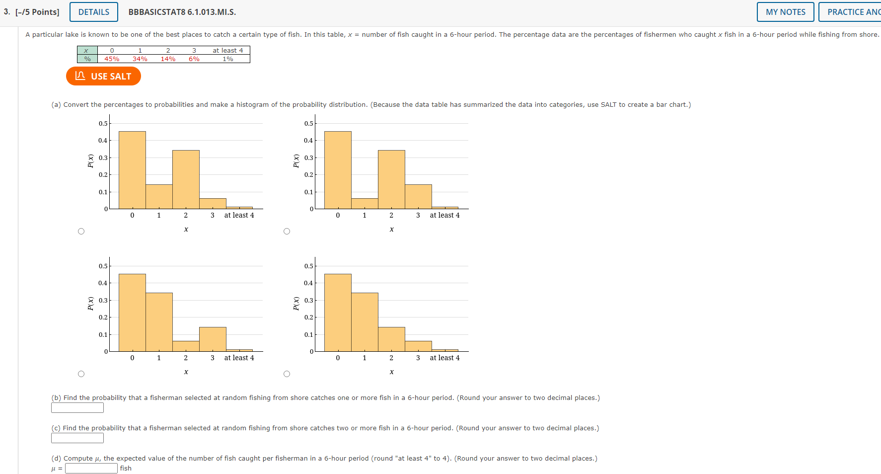 Solved 3. [-/5 Points) DETAILS BBBASICSTAT8 6.1.013.MI.S. MY | Chegg.com