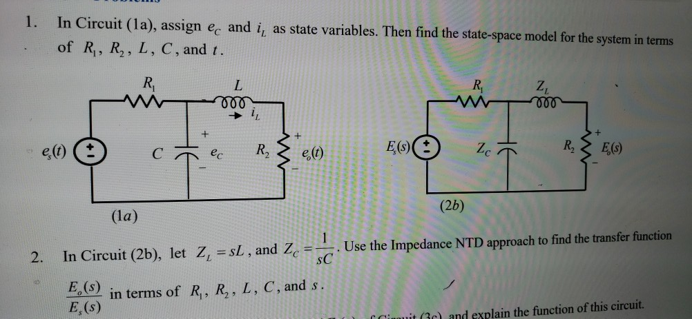 Solved 1. In Circuit (la), assign ec and i, as state | Chegg.com