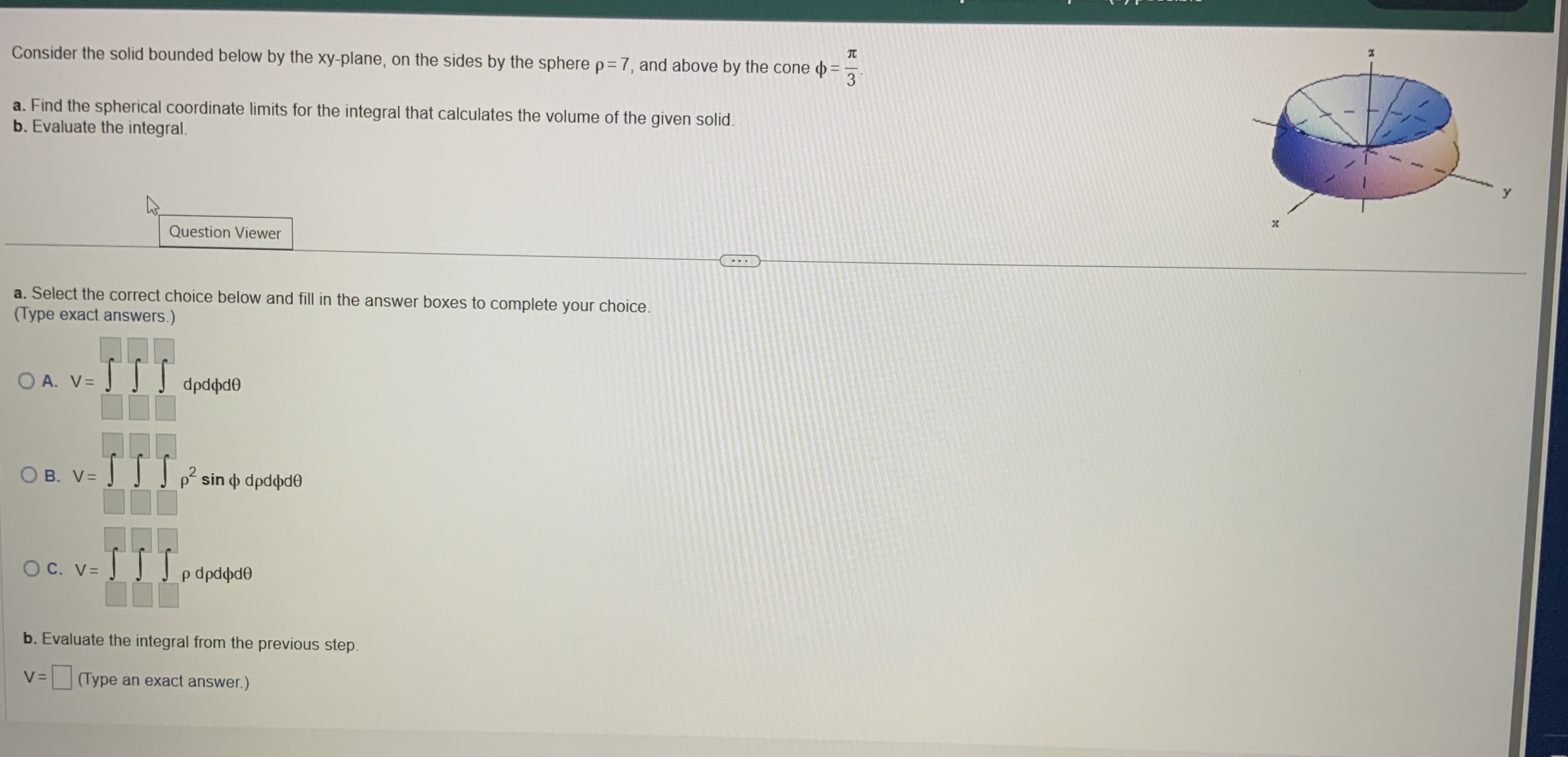 Solved Consider the solid bounded below by the xy-plane, on | Chegg.com
