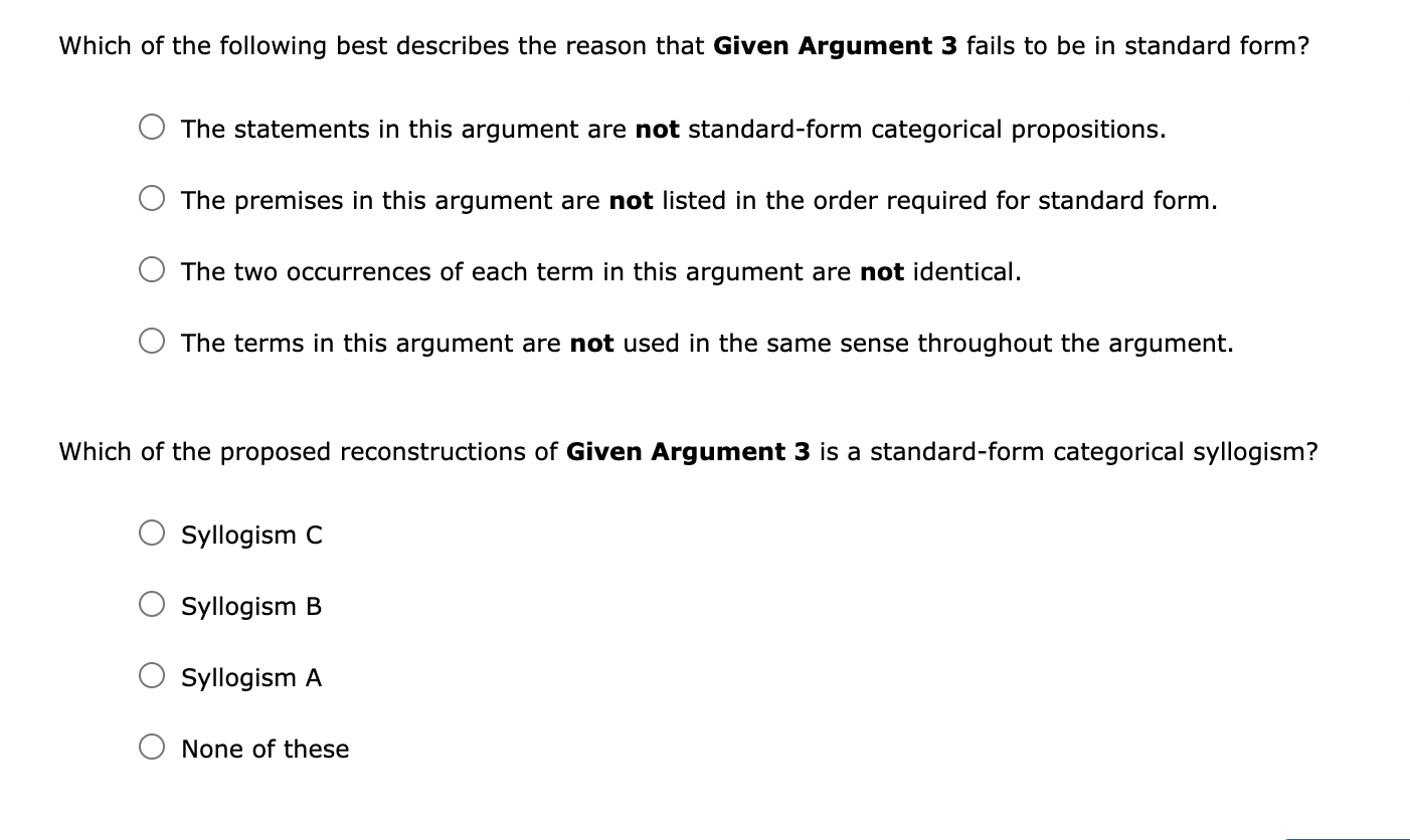 Solved 2. Standard-Form Categorical Syllogisms In order to | Chegg.com