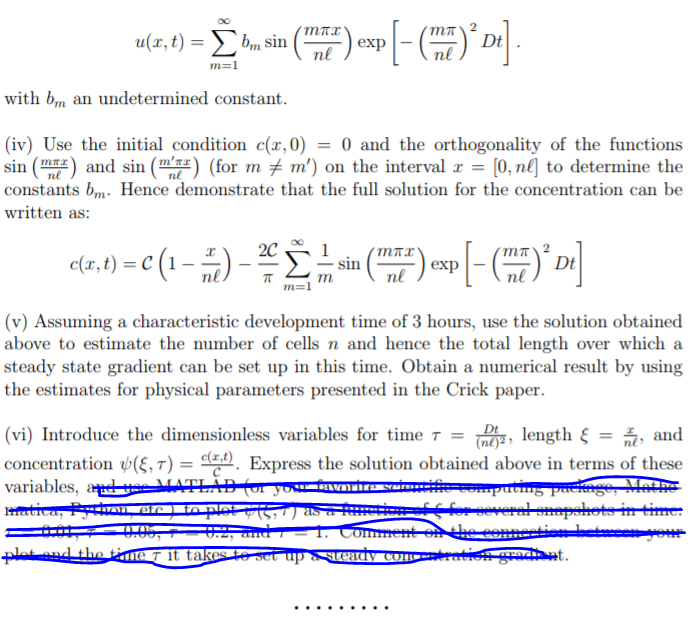 .(r t) Σ.sin(쁨)explー(뜹)'메 Dt. m=1 with bm an | Chegg.com