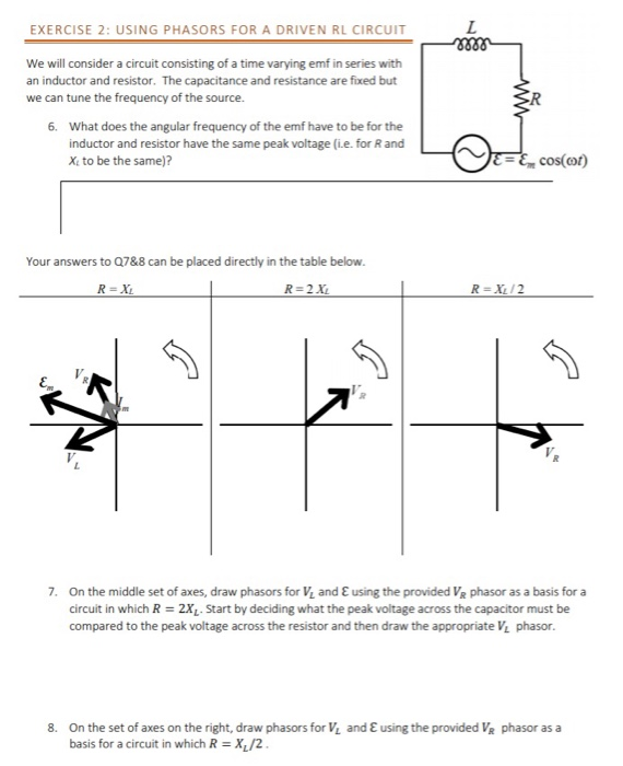 Solved EXERCISE 2: USING PHASORS FOR A DRIVEN RL CIRCUIT | Chegg.com