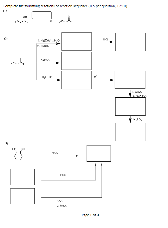 Solved Complete the following reactions or reaction sequence | Chegg.com