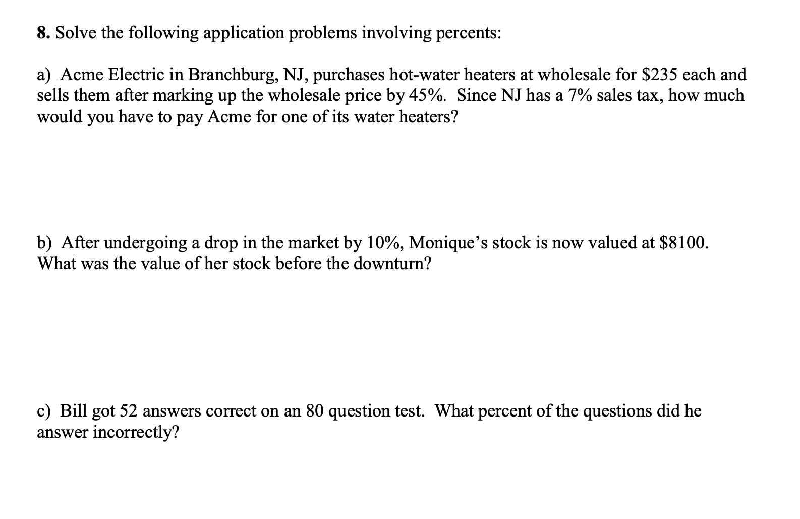 Solved 8. Solve the following application problems involving | Chegg.com