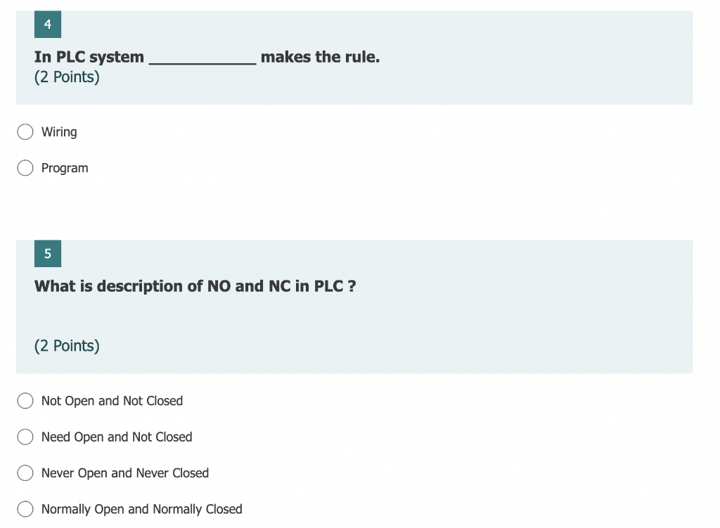 Solved 4 makes the rule. In PLC system (2 points) Wiring | Chegg.com