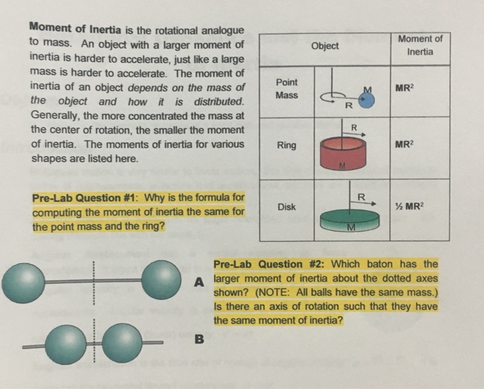 Solved Moment of Inertia is the rotational analogue to mass. | Chegg.com