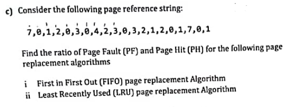 Solved c) Consider the following page reference string: | Chegg.com