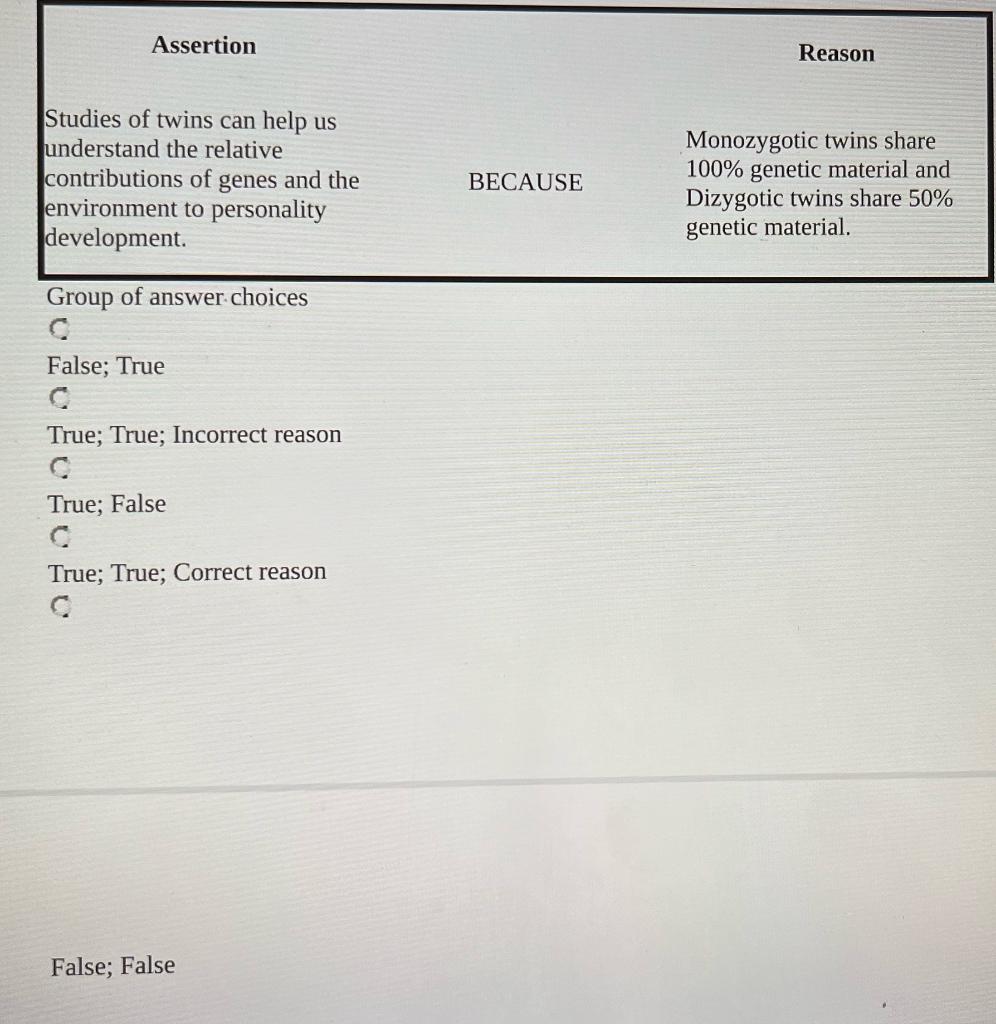 Solved Group of answer choices G. False; True C. True; True; | Chegg.com