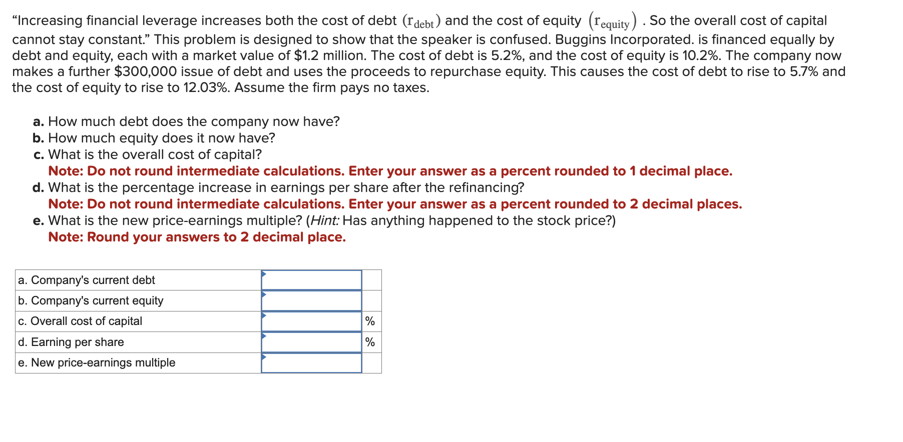 Solved "Increasing financial leverage increases both the | Chegg.com