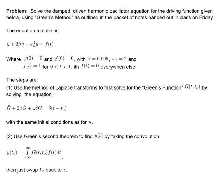 Solved Problem: Solve the damped, driven harmonic oscillator | Chegg.com