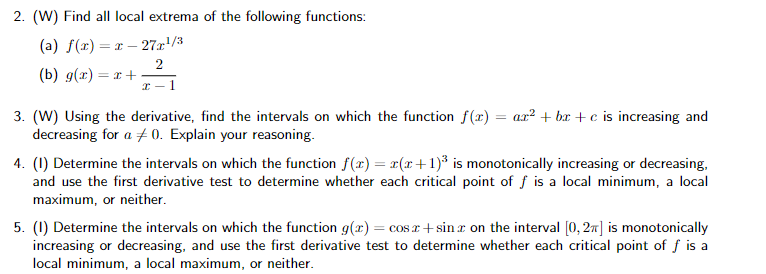 Solved 2 W Find All Local Extrema Of The Following