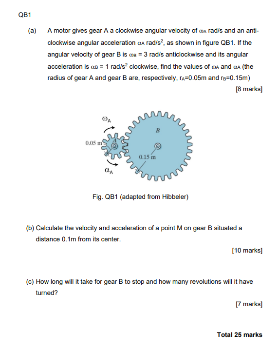 Solved (a) A motor gives gear A a clockwise angular velocity | Chegg.com