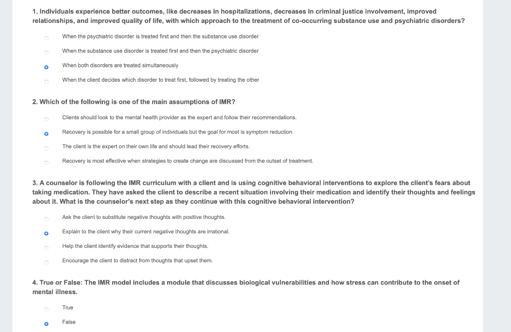 Solved 4. True or False: The IMR model includes a module | Chegg.com