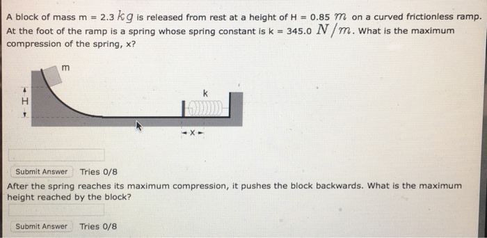 Solved A block of mass m = 2.3 kg is released from rest at a | Chegg.com