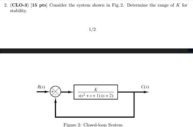 Solved 2. (CLO-3) (15 pts Consider the system shown in Fig. | Chegg.com