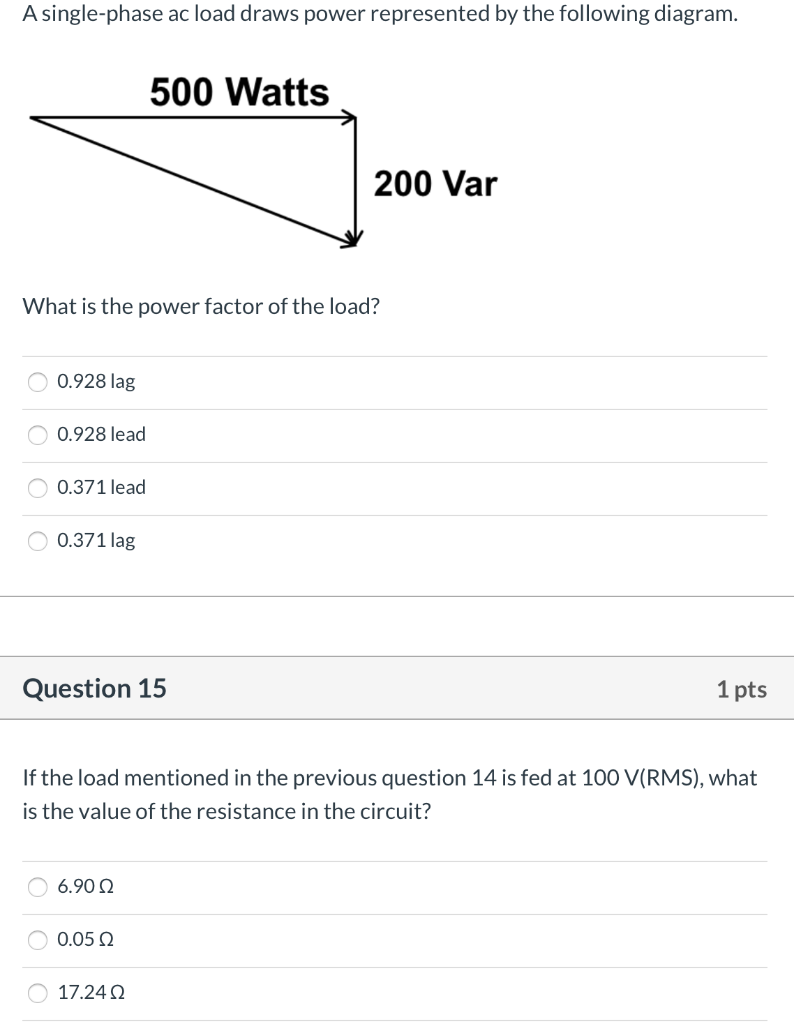 Solved A single-phase ac load draws power represented by the | Chegg.com