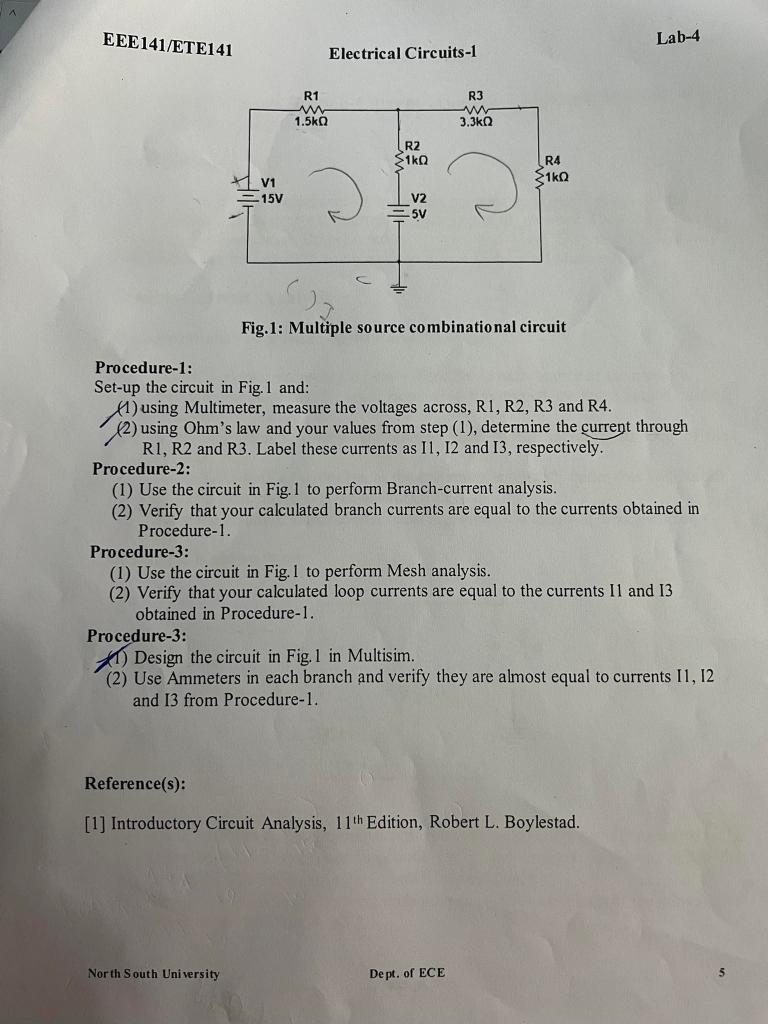 Solved EEE141/ETE141 Electrical Circuits-1 Fig.1: Multiple | Chegg.com