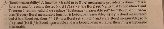 Solved 8. (Borel measurability) A function f is said to be | Chegg.com