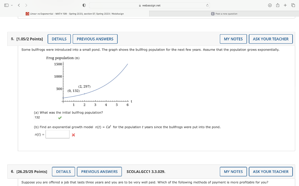 Solved Some bullfrogs were introduced into a small pond. The | Chegg.com