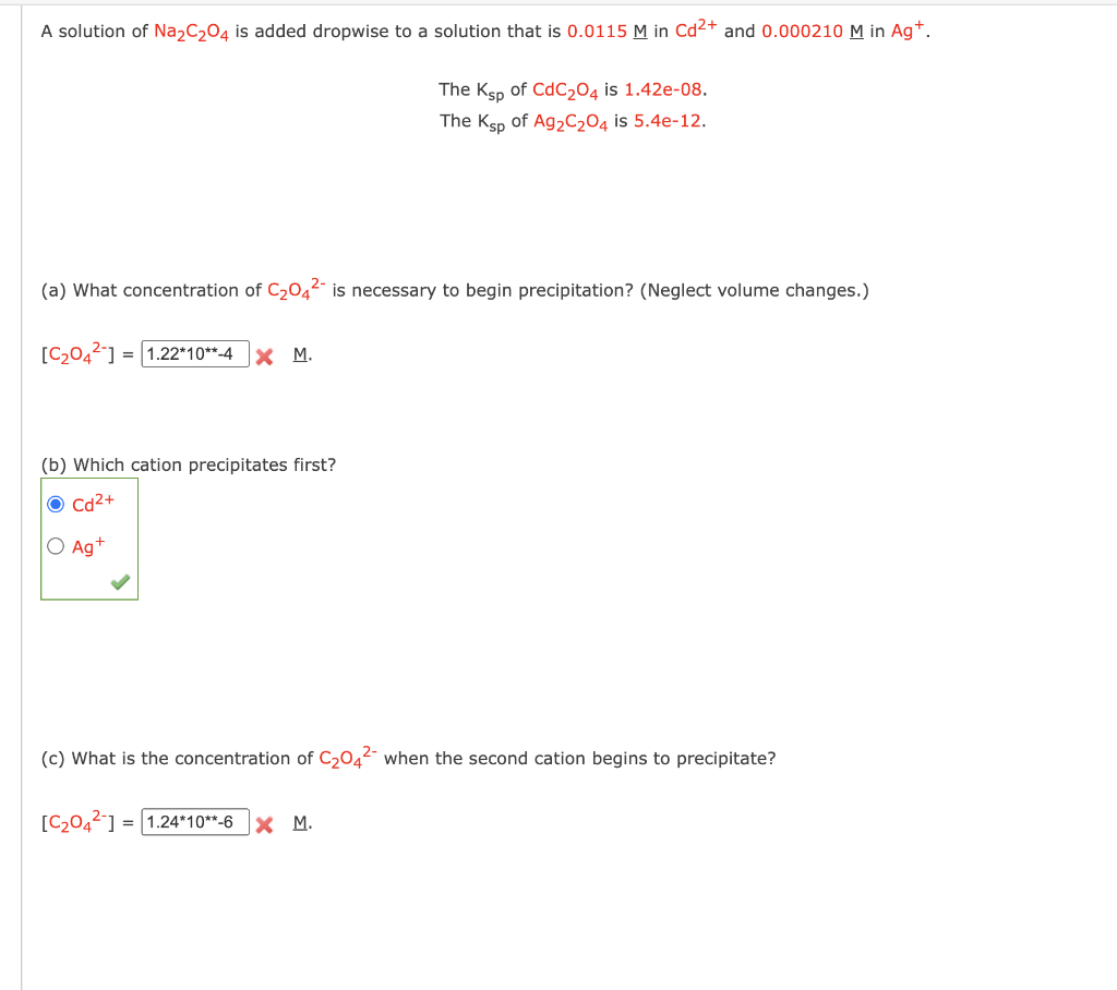 Solved A solution of Na2C204 is added dropwise to a solution | Chegg.com