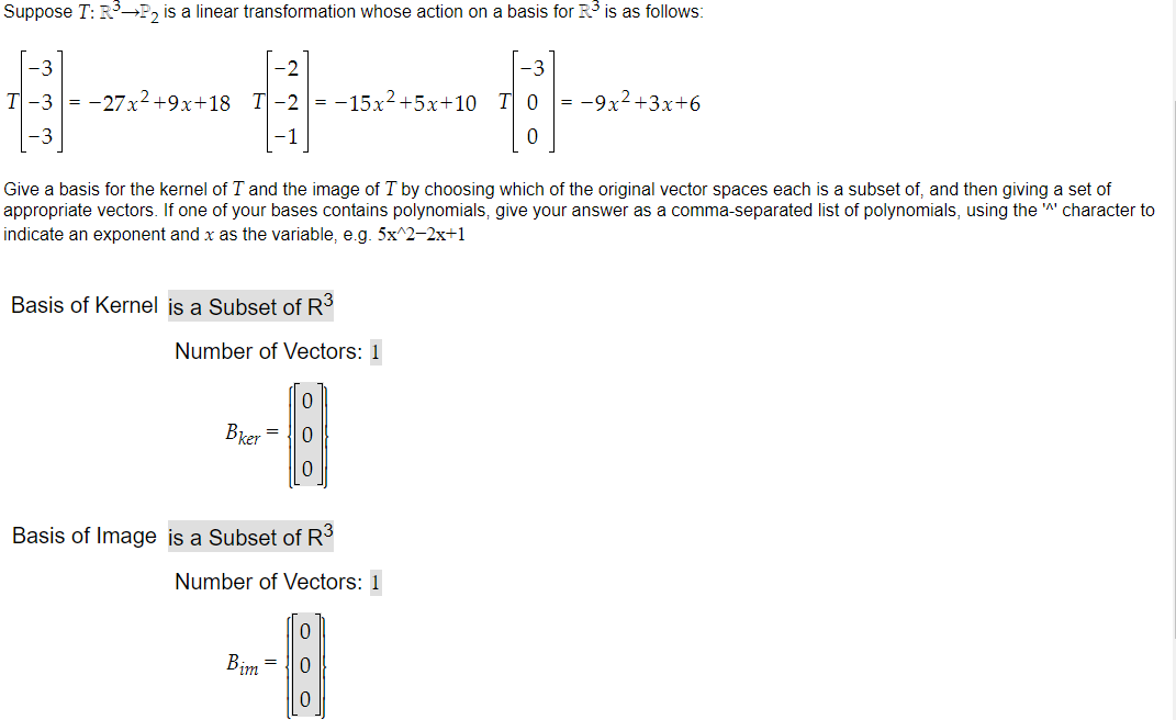 Solved Suppose T: R3-R2 is a linear transformation whose | Chegg.com