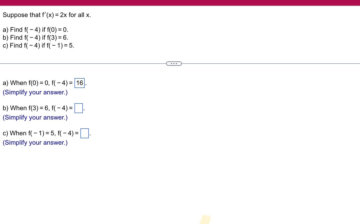 Solved Suppose that f′(x)=2x for all x. a) Find f(−4) if | Chegg.com