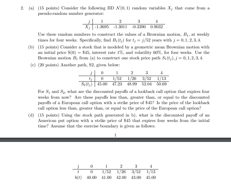Solved (a) (15 points) Consider the following IID N(0,1) | Chegg.com