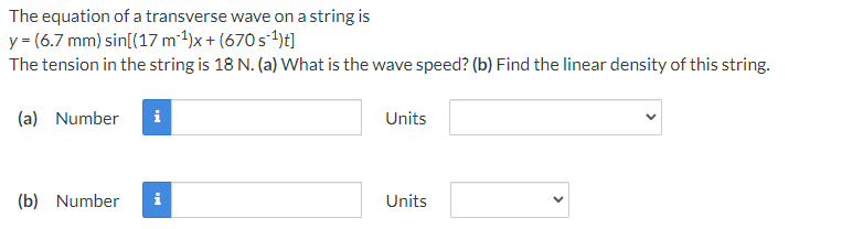 Solved The equation of a transverse wave on a string is | Chegg.com