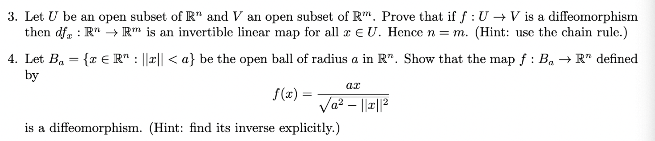 Solved 3. Let U be an open subset of R” and V an open subset | Chegg.com