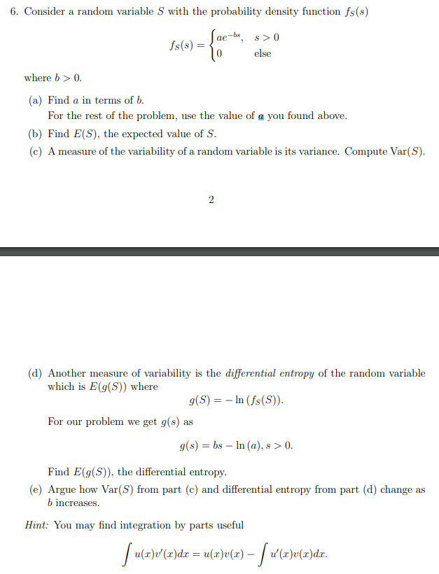 Solved Consider a random variable S ﻿with the probability | Chegg.com