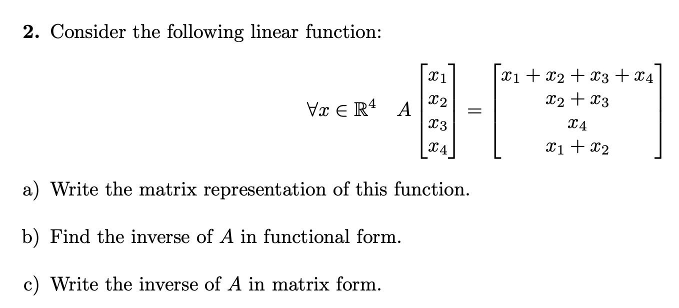Solved 2. Consider the following linear function: 21 x1 + x2 | Chegg.com