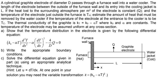 Solved A cylindrical graphite electrode of diameter D passes | Chegg.com