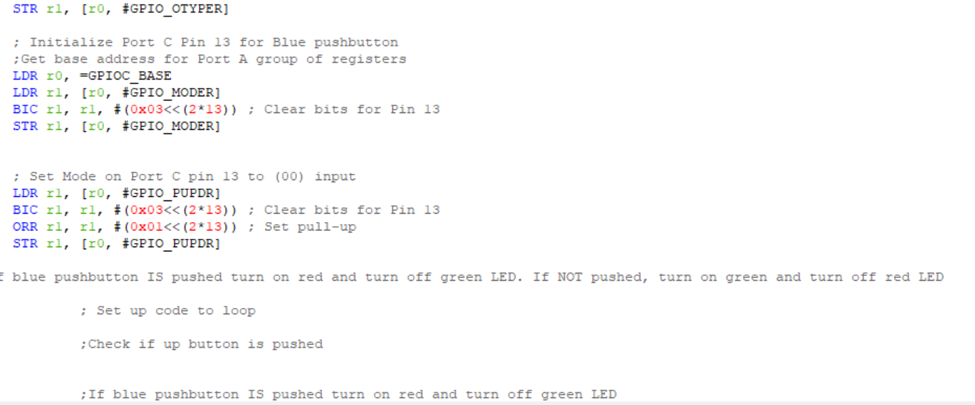 Solved STR r1,[r0, \#GPIO_OTYPER] ; Initialize Port C Pin 13 | Chegg.com