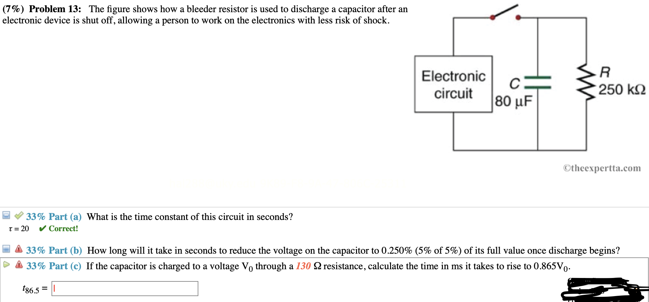 Solved (7%) Problem 13: The figure shows how a bleeder | Chegg.com