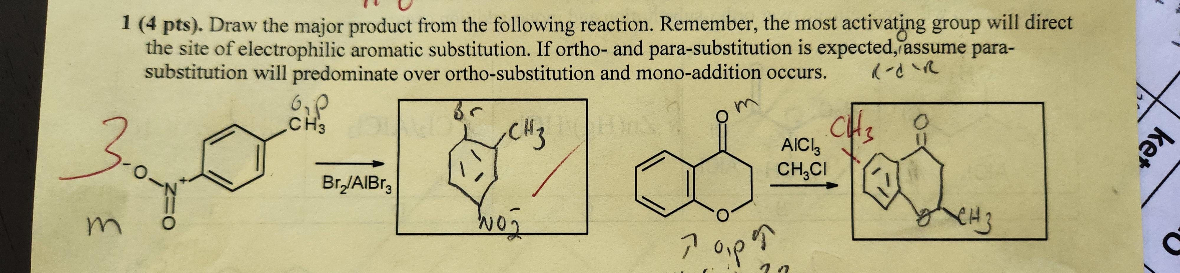 Solved 1 (4 pts). Draw the major product from the following | Chegg.com