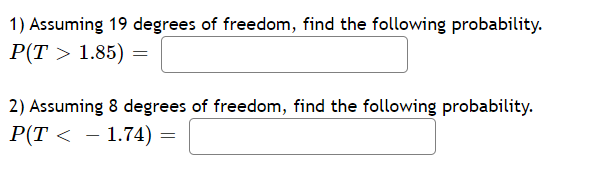 Solved 1) Assuming 19 degrees of freedom, find the following | Chegg.com