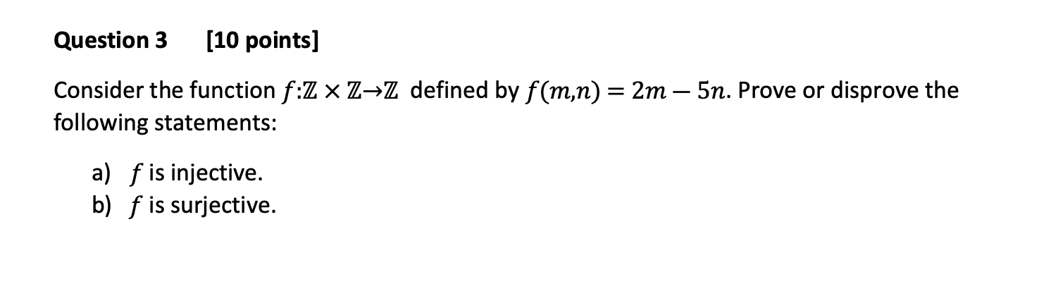 Solved Consider the function f:Z×Z→Z defined by | Chegg.com