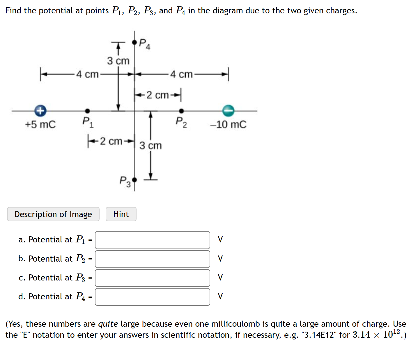 Solved Find the potential at points P1,P2,P3, and P4 in the | Chegg.com