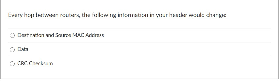 Solved Every hop between routers, the following information | Chegg.com