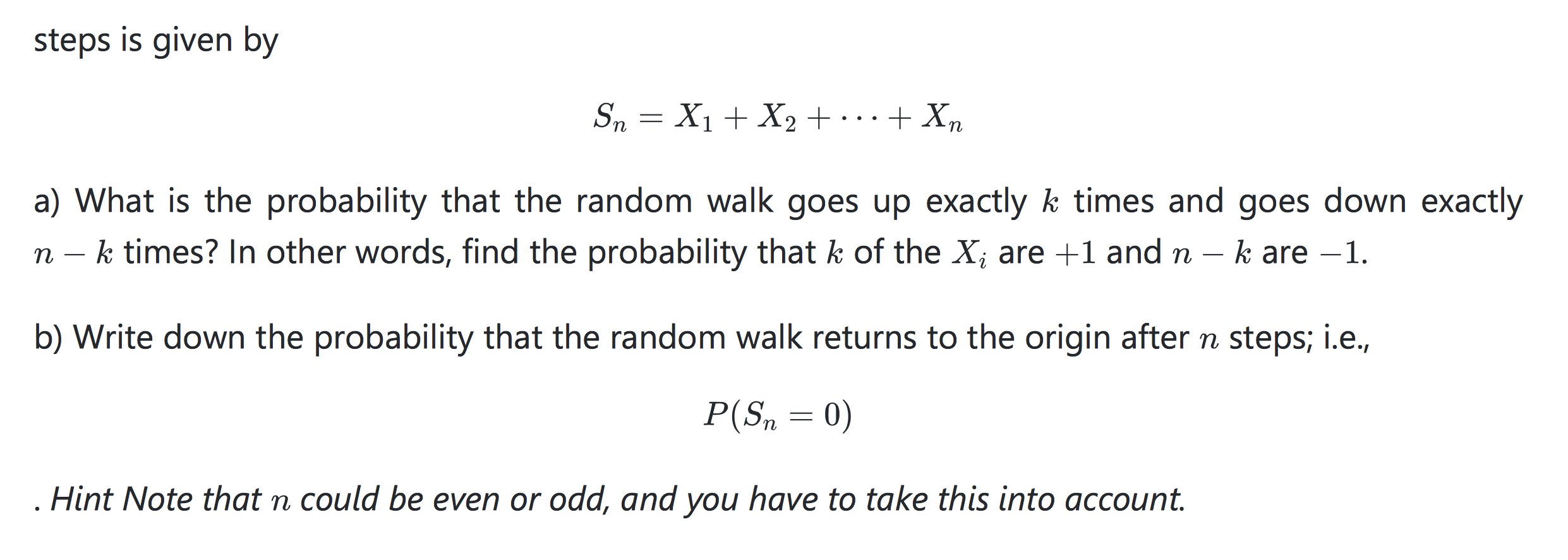 Solved The simple random walk is defined as follows: We | Chegg.com