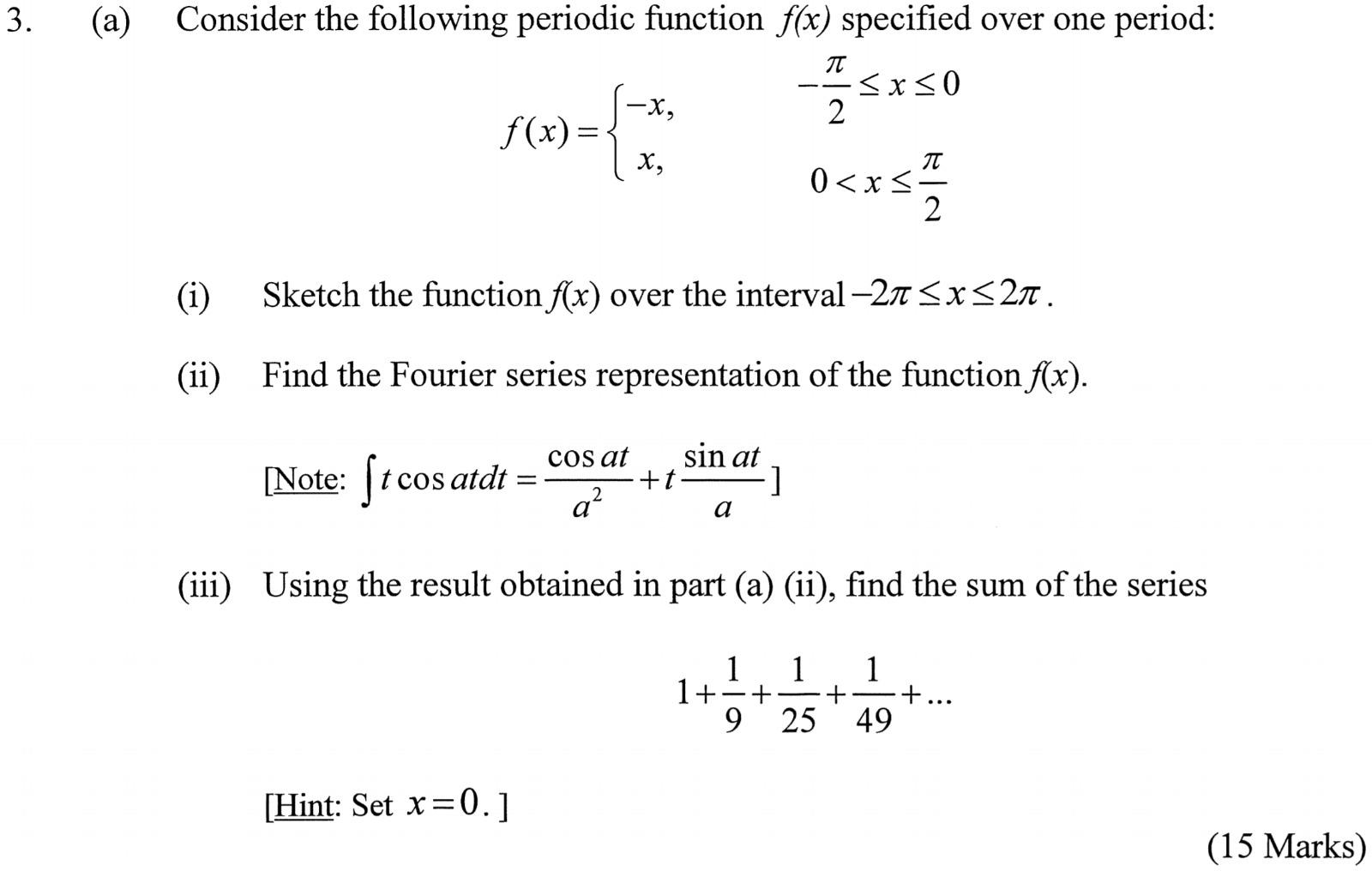 Solved درب (a) Consider the following periodic function f(x) | Chegg.com