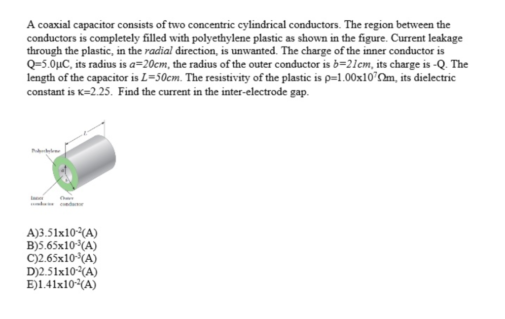 Solved A coaxial capacitor consists of two concentric | Chegg.com